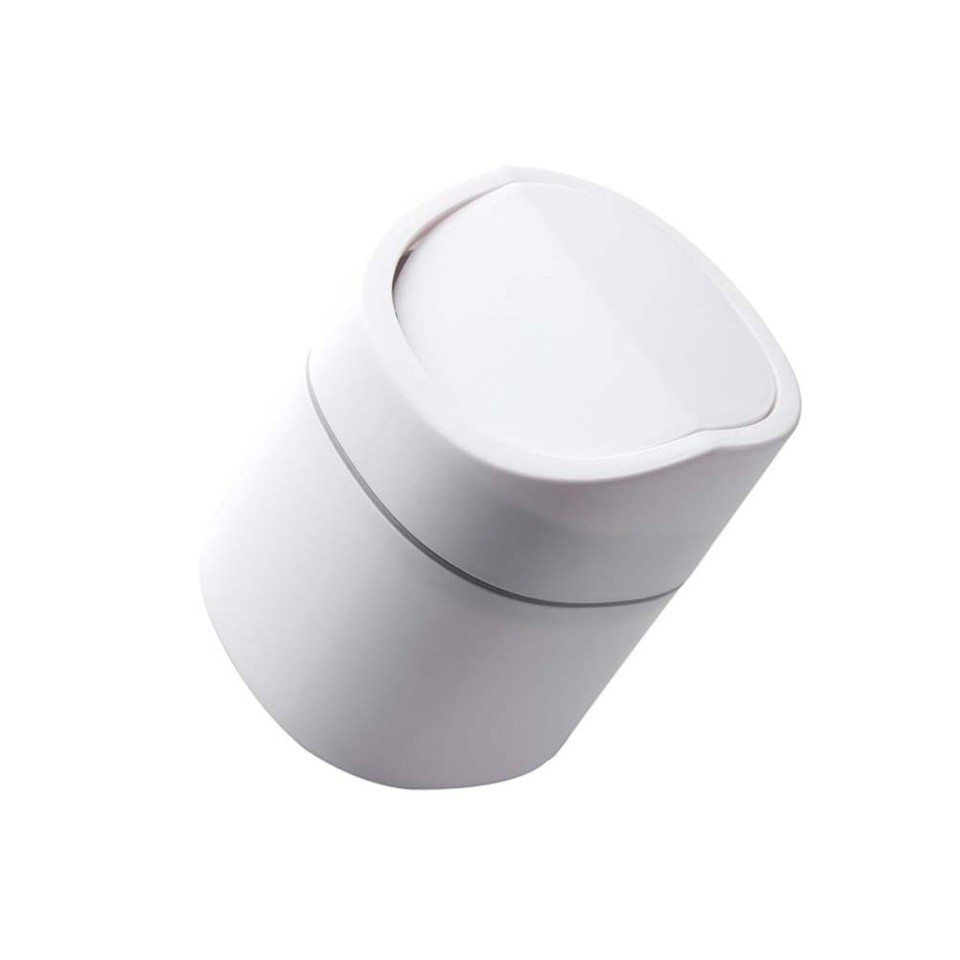 Push Trash Can Desk Table Waste Bin Desktop Wastebasket Small Covered ...