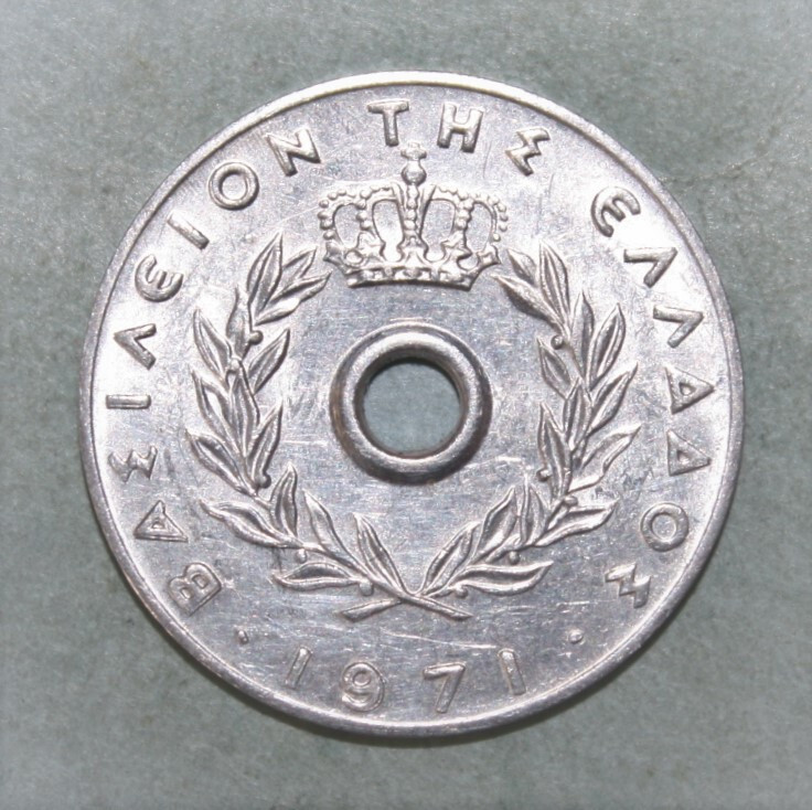 S10 - Greece 20 Lepta 1971 Almost Uncirculated Aluminum Coin - Olive ...