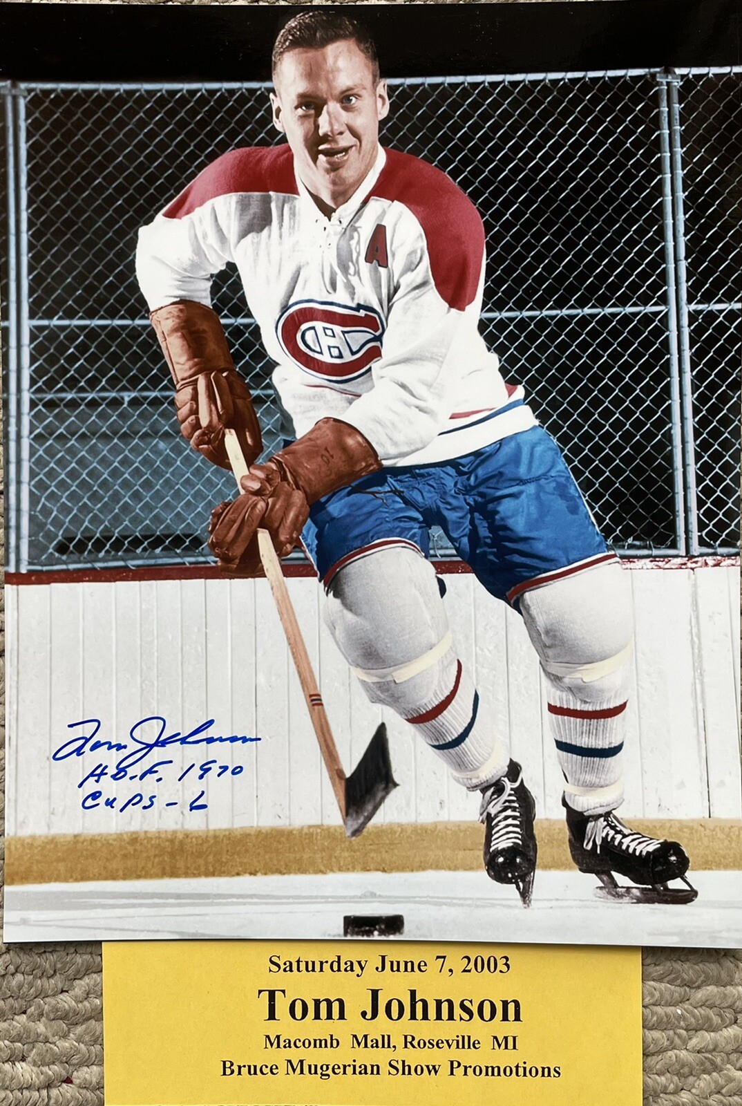 Tom Johnson Montreal Canadiens Autographed 8x10 Photo W 2 INSCRIPTIONS ...