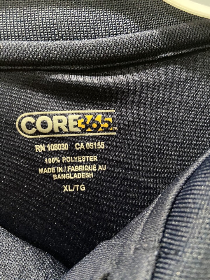 NEW Core 365 Polo Shirt Sz XL RN# 108030 100% Polyester Color Navy Blue ...