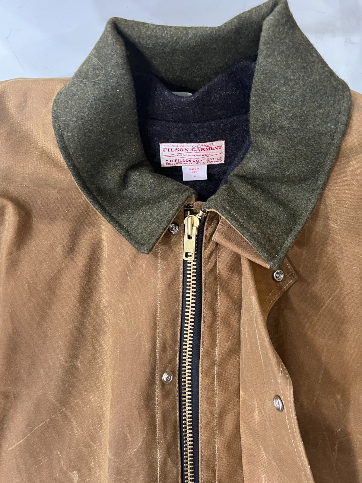 FILSON Tin Cloth Packer Coat Waxed Cotton w/ Mackinaw Wool Vest Liner ...