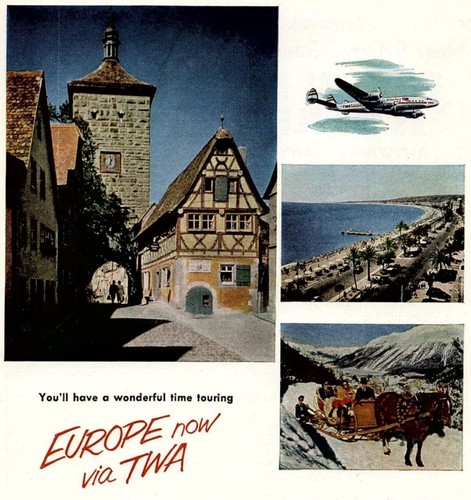 1950s TWA TRANS WORLD AIRLINES TOUR EUROPE NOW VIA TWA MAGAZINE AD 27 ...
