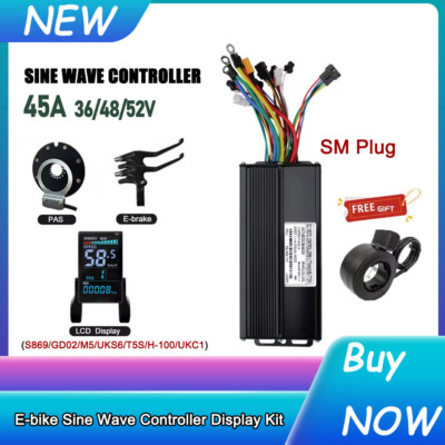 3 Mode Ebike Sine Wave Controller 45A 36/48/52V LCD Display 1000W-2000W ...