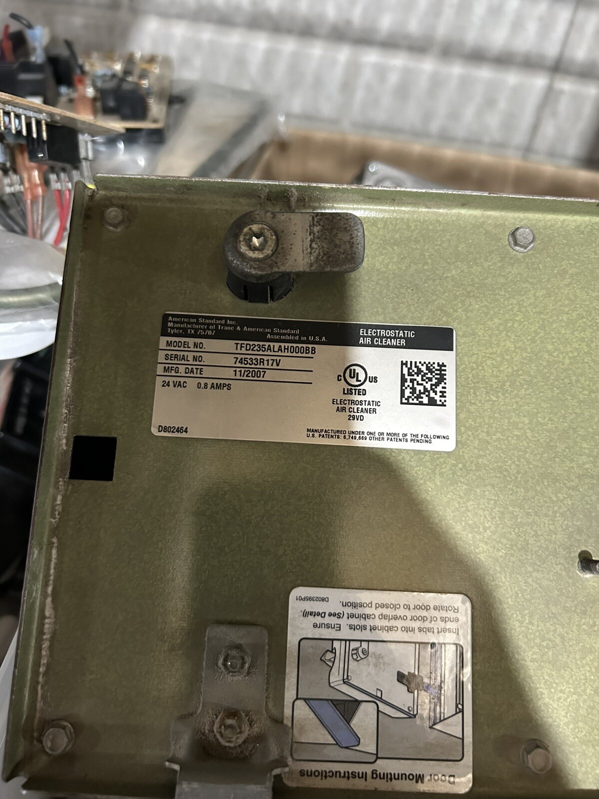 Trane CleanEffects American Standard Accu Clean Filter Door ...