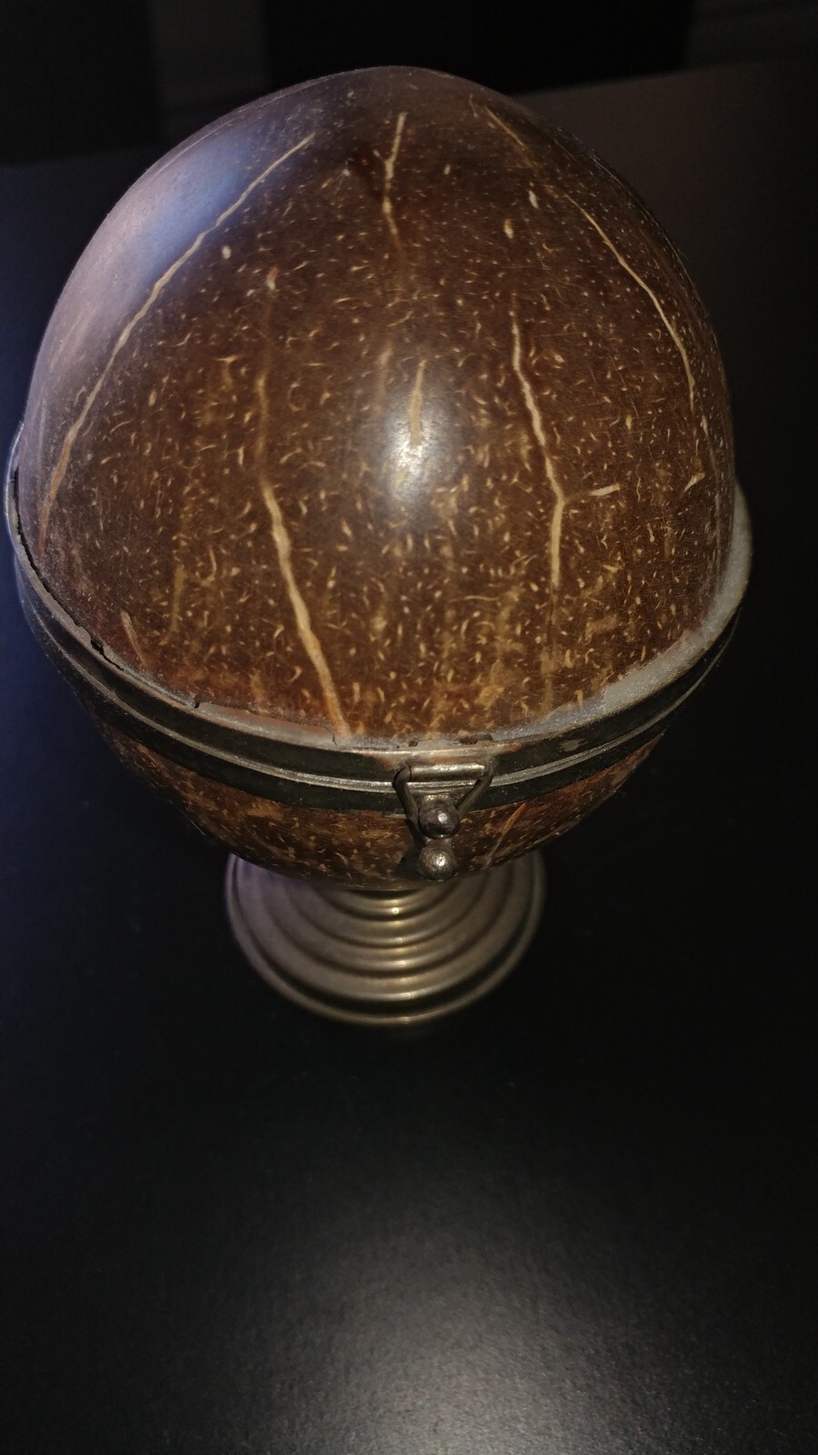 antique vintage coconut shell box with metal base and mounts chic cool ...