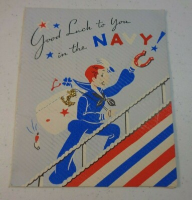 Good Luck to You in the Navy! WW2 US Navy Sailor Greeting Card | eBay