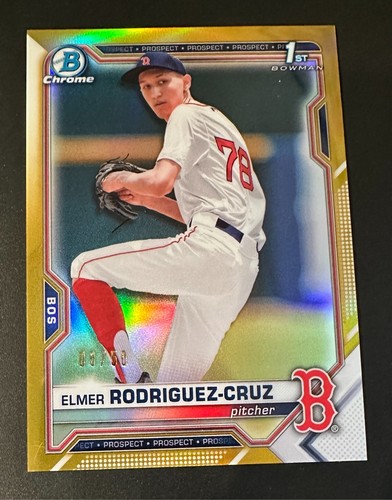 Elmer Rodriguez-Cruz 2021 Bowman Chrome GOLD Refractor #8/50 Boston Red ...