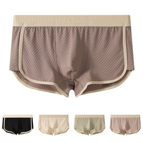 Sleek Design Mens Ribbed Boxer Briefs Comfortable Cotton Undergarments ...