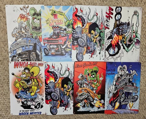 8 SIGNS WOW 👀 RAT FINK ED “ Big Daddy” ROTH HOT ROD 8"x 12" METAL SIGNS ...