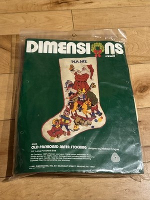 Vintage Dimensions Old Fashioned Santa Stocking Crewel Kit Toys Wool ...