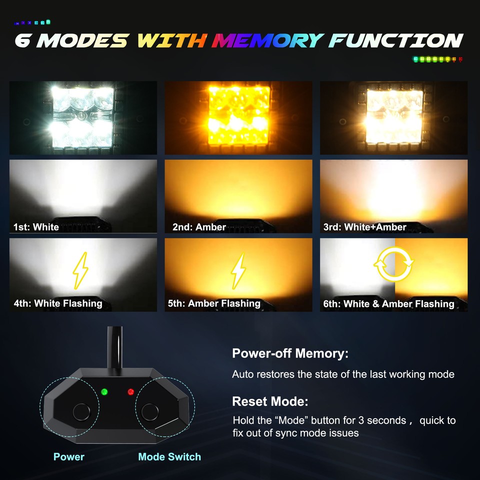 4x 4Inch LED Work Light Bar Spot Strobe Cube Pods Driving Fog Offroad ...