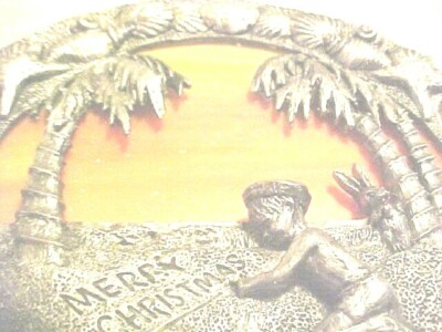 VINTAGE, MICHAEL RICKER COASTAL CHRISTMAS 1981 PEWTER SLAG GLASS ...