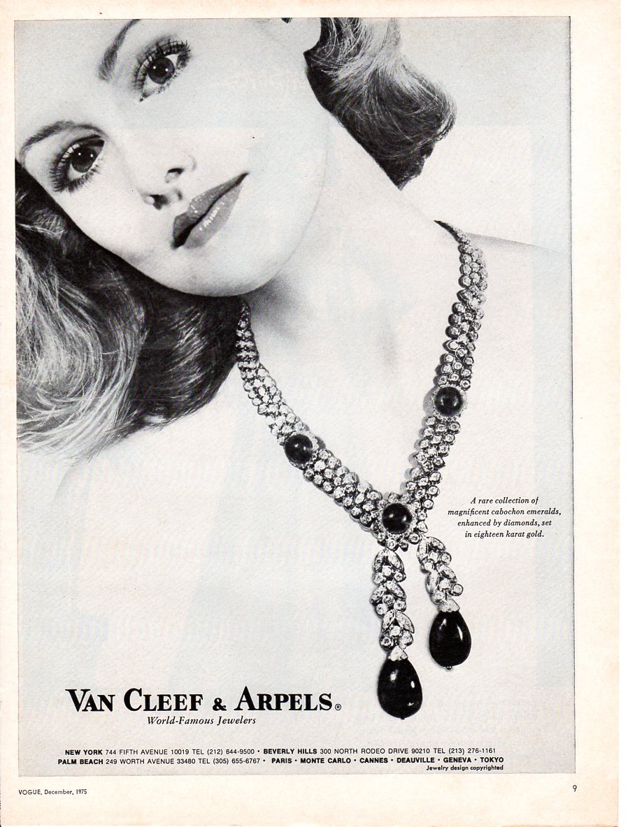 Vintage Beauty Fashion ad 1975 jewelry Van Cleef & Arpels Diamond ...