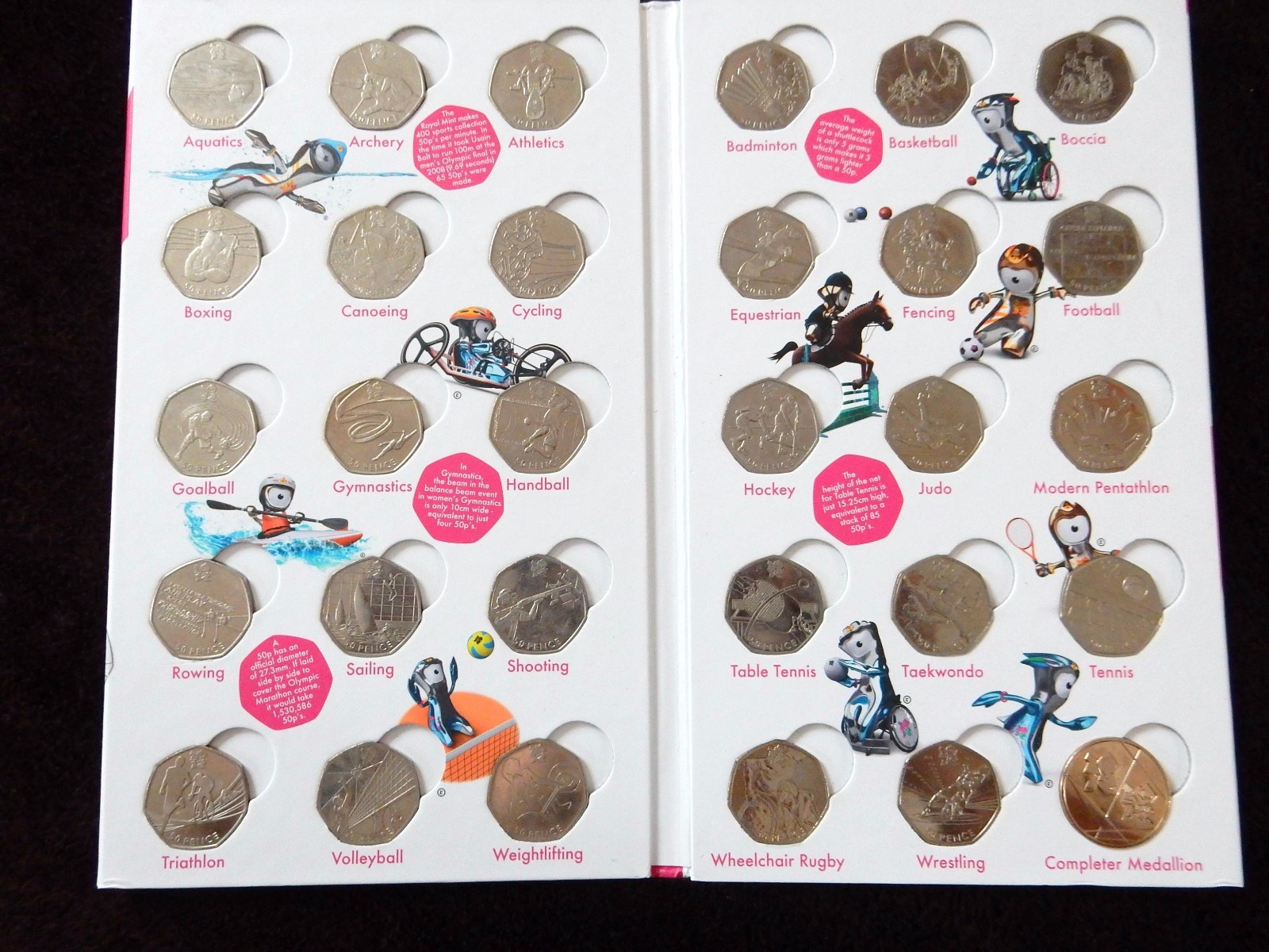 FULL Official London 2012 Olympic 50p Coin Collection Album + Completer ...