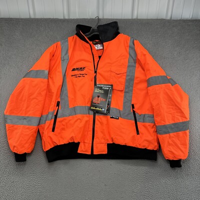 Mens BNSF Railway Chicago M-Safe HI-VIS Transformer Bomber Style Jacket ...