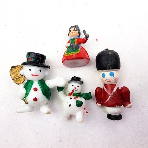 Vintage Mini Christmas Figures Lot of 4 Snowman Nutcracker Woman ...