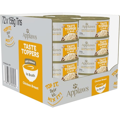 Applaws Taste Toppers Natural Dog Tin Chicken Breast in Broth 72 x 156g ...