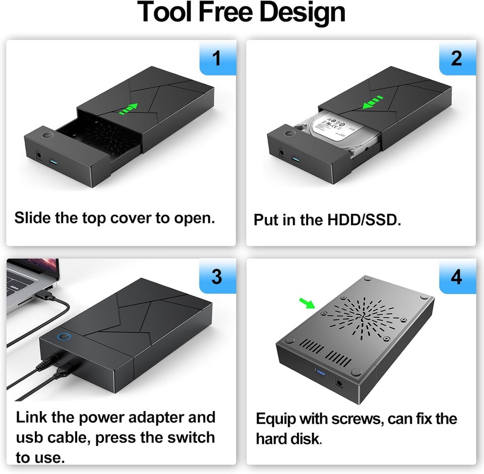 3.5" External Hard Drive Enclosure USB3.0 SATA HDD/SSD Reader Case | eBay