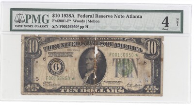SUPER RARE - ONLY 4 KNOWN FR 2001* F 1928a $10 Federal Reserve STAR ...