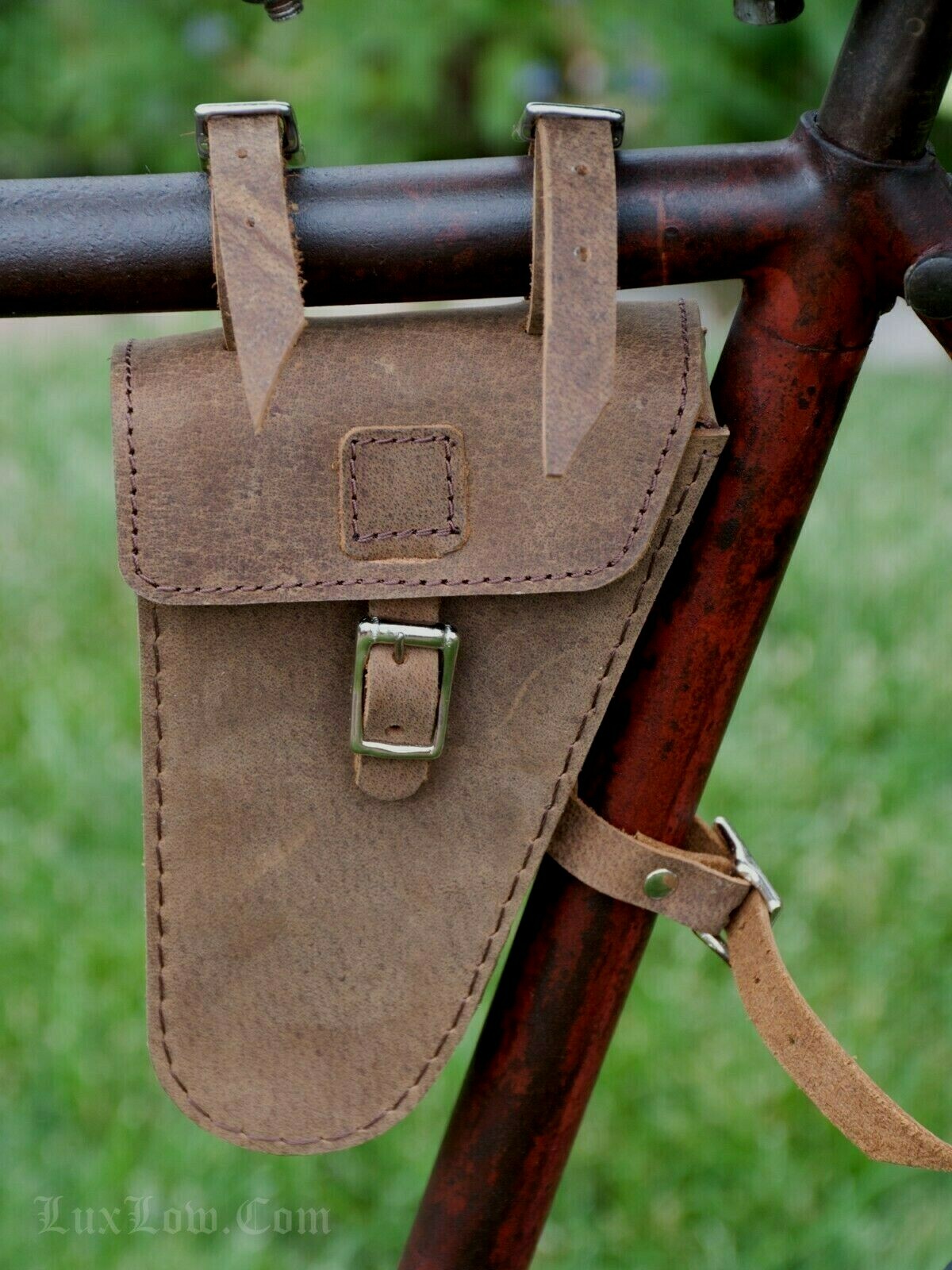 Vintage Brown Leather Bike Frame TOOL BAG POUCH TOC Bicycle Road Fixie ...