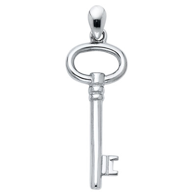 Small Tiny 14k White Gold Key Pendant Key to my Heart Charm For ...