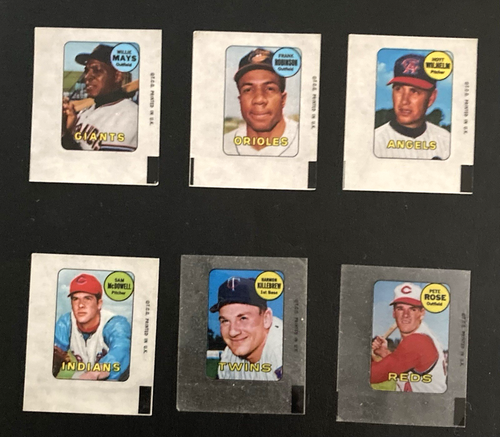 1969 Topps Baseball Decals Lot of 6 EX-EXMINT Stars Rose Mays Frank ...