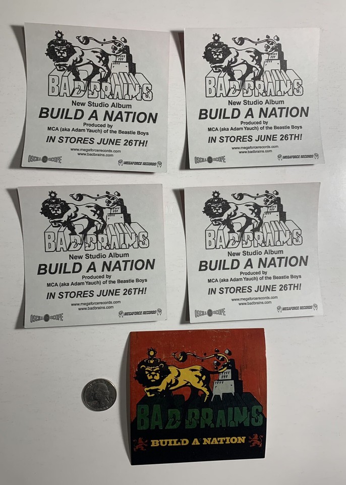 BAD BRAINS Build A Nation 4 PROMO STICKERS for cd/lp H.R. Earl Hudson ...