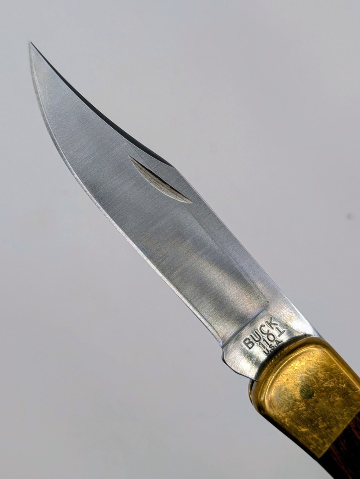 Classic Buck USA 110_|_ Lock Back Ebony Handle Brass Bolsters Pocket ...