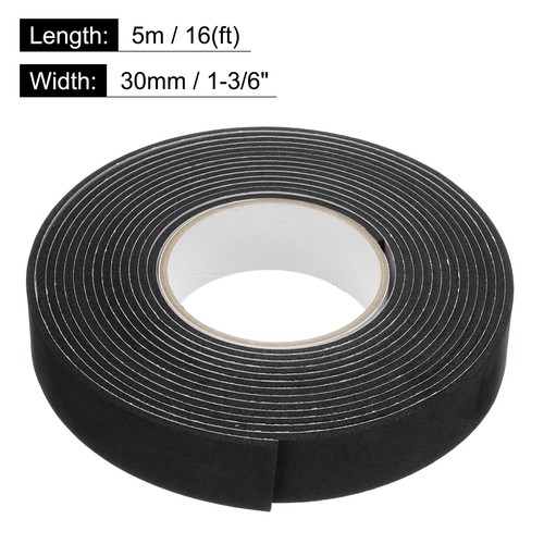 2pcs Single Sided Foam Tape EVA Sponge Mounting Tape Black, 16ft x1 3/ ...
