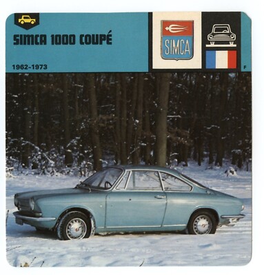 Simca 1000 Coupe - GT / Production Car Edito Service SA Auto Rally Card ...