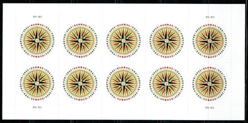 Mint US Global 1794 Compass Rose Pane of 10 Forever Stamps Scott# 5956 ...