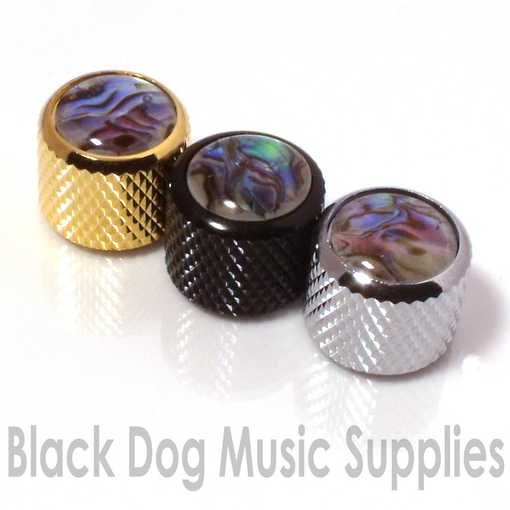 Guitar control knob Abalone inlay in Chrome Black or Gold for Tone or ...