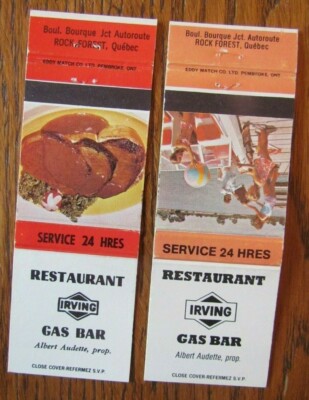IRVING GAS STATION MATCHBOOK COVERS: ALBERT AUDETTE (ROCK FOREST ...