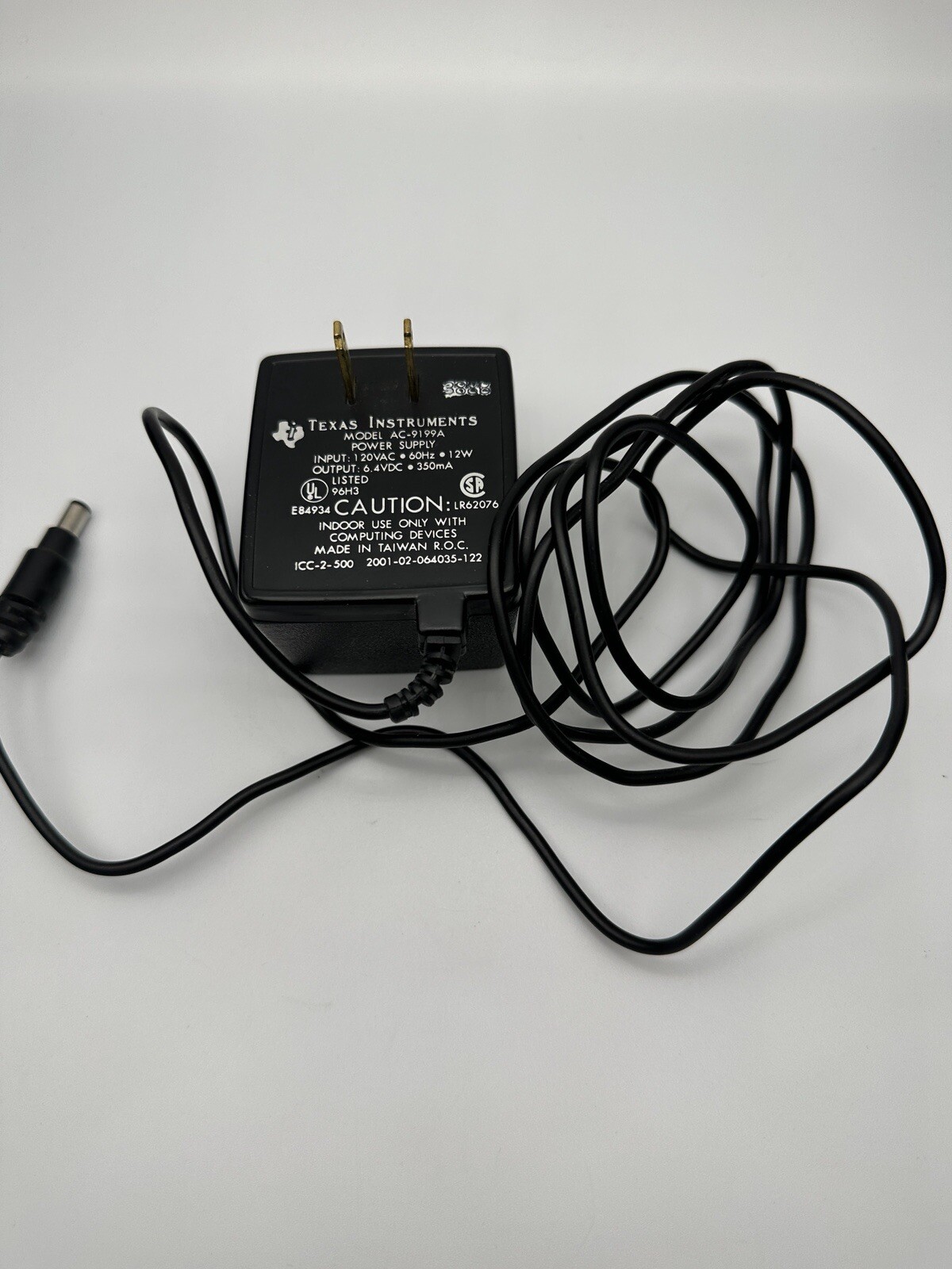 TEXAS INSTRUMENTS AC-DC ADAPTER 6.4VDC-350mA 2.1mm DC PLUG # ZAC-9199A ...