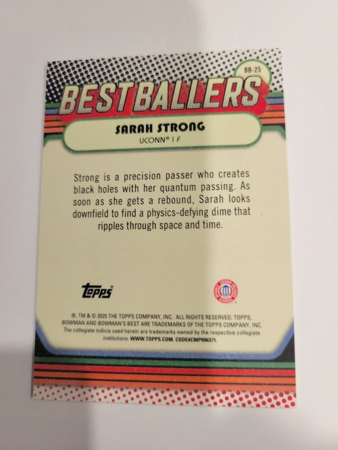 2024-25 BOWMAN BEST UNIV BEST BALLERS GOLD REFRACTOR SARAH STRONG BB-25 ...