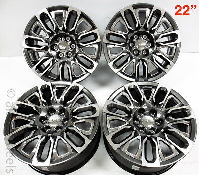 4 New GMC Sierra Yukon Denali Ultimate 22” OEM Charcoal Machined Wheels ...