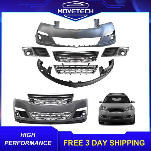 Complete Front Bumper Cover Kit w/Grill Upper Lower For 2013-2017 Chevy ...