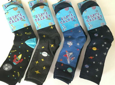 3x Kids Socks Everyday Sock Uniform Space Galaxy Girls Boys School ...