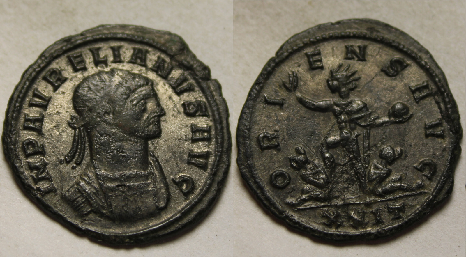 Rare genuine Ancient Roman coin Aurelian 274 antoninianus silvering Sol ...