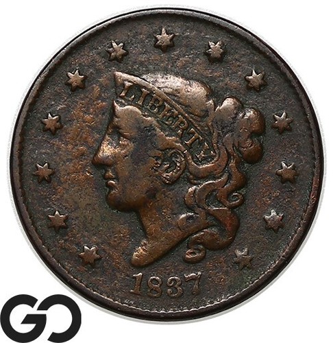1837 Large Cent, Coronet Head, Scarce Coin | eBay
