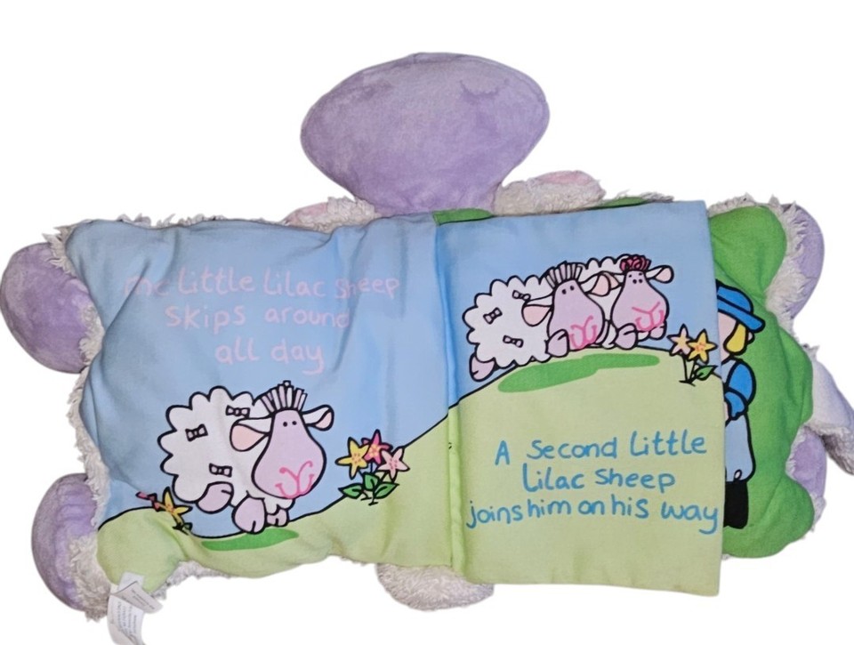 JellyCat Jelly Kitten Lilac Sheep Baby Book Ribbons Rattle Soft Plush ...