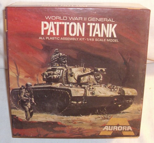 AURORA US ARMY GENERAL PATTON TANK WWII MILITARY MODEL KIT BOX ONLY 321 ...