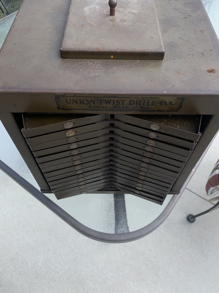 Vintage Steampunk Cabinet Union Twist Drill Co Bit/Tool Spinning 1920s ...