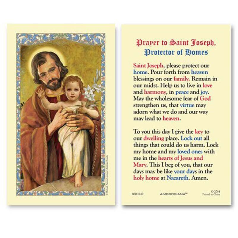 Prayer to Saint Joseph Protector of Homes - Laminated Holy Card 800 ...