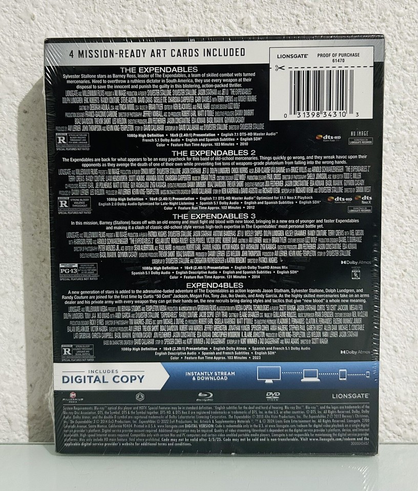 The Expendables: 4-Film Collection (Blu-ray + DVD + Digital, 2024 ...