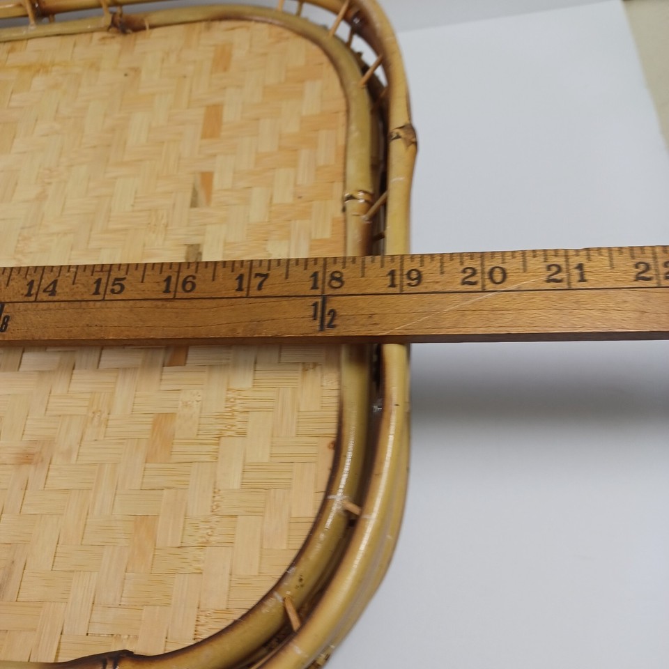Rattan Tiki Bar Serving Trays Bamboo Woven Wicker 19x13" Set 6 Vintage ...