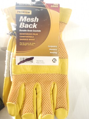 HandMaster, mesh back Men's work glove, size XL, NEW, split leather ...