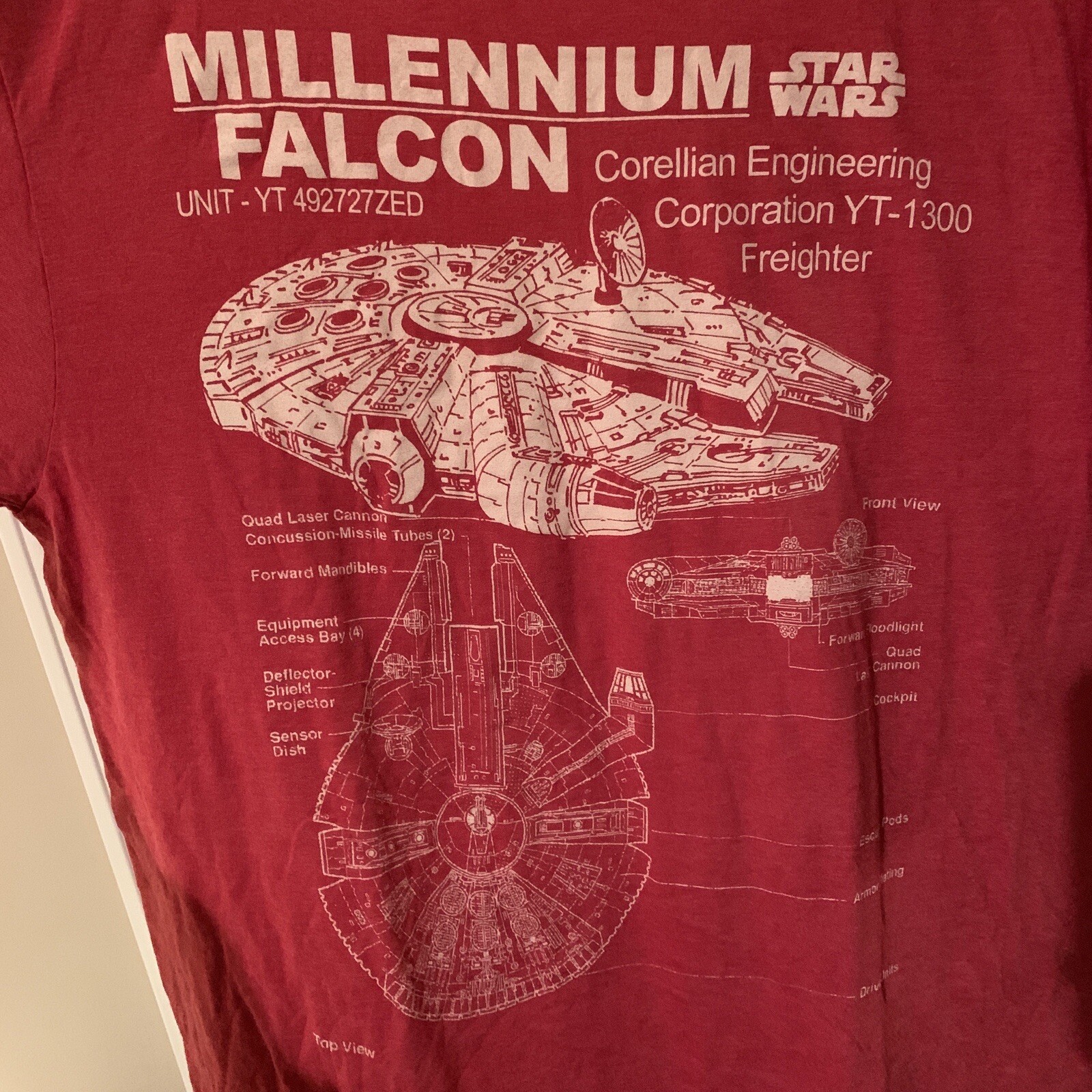 Star Wars Millennium Falcon Red Graphic Shirt Sz XL - Gem