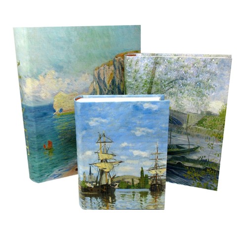 Set of 3 Punch Studio Nesting Book Boxes Monet Van Gogh Watercolor ...