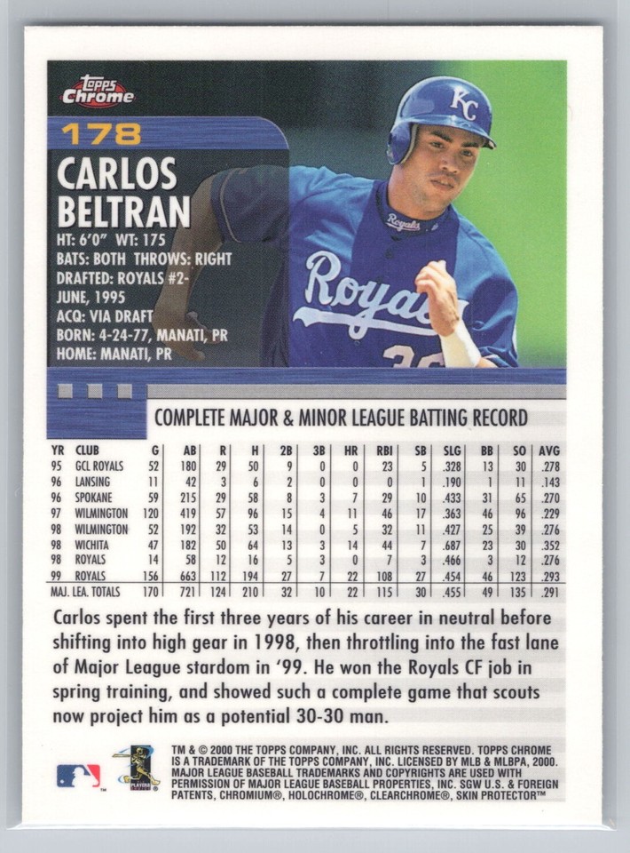 2000 Topps Chrome #178 Carlos Beltran | eBay